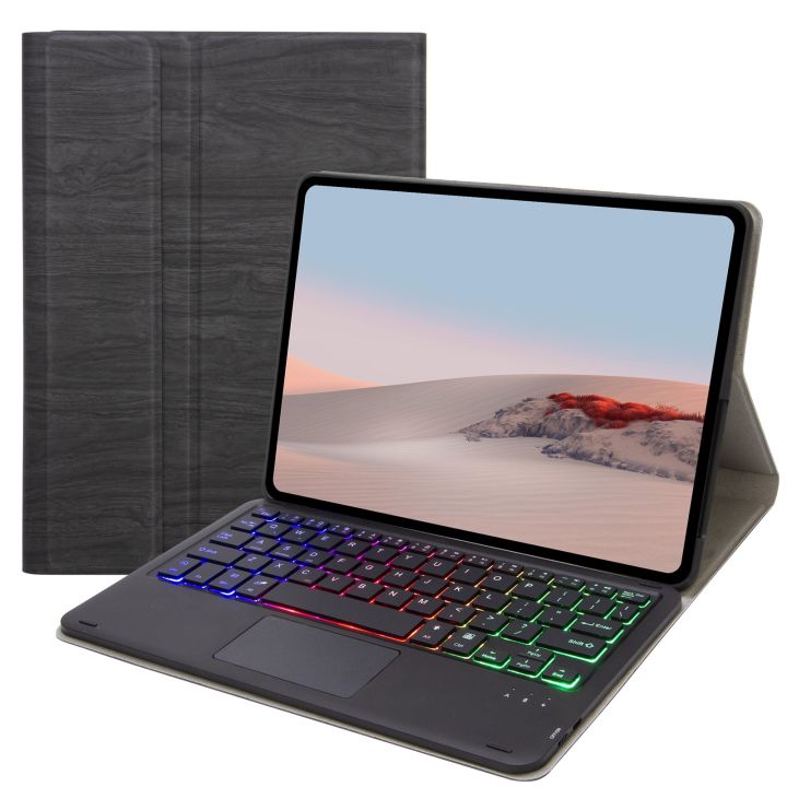 SFGO-AS Tree Texture Backlight Bluetooth Keyboard Leather Case with ...