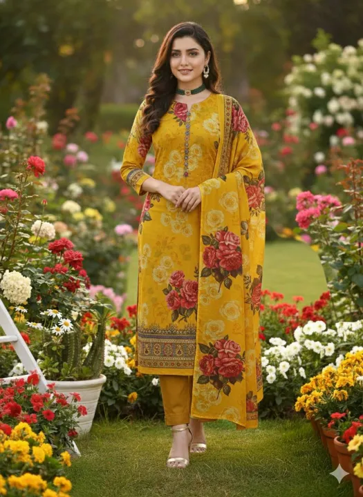 Women’s Viral 3-Piece Lawn Suit | Premium Collection 2026 | Daraz.com.bd