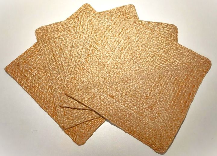 Square table mat, Jute table mat set of 4, 15/15" Square mat | Daraz.com.bd