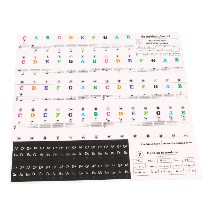Piano Beginner Sticker Colorful Transparent Removable Large Letter ...