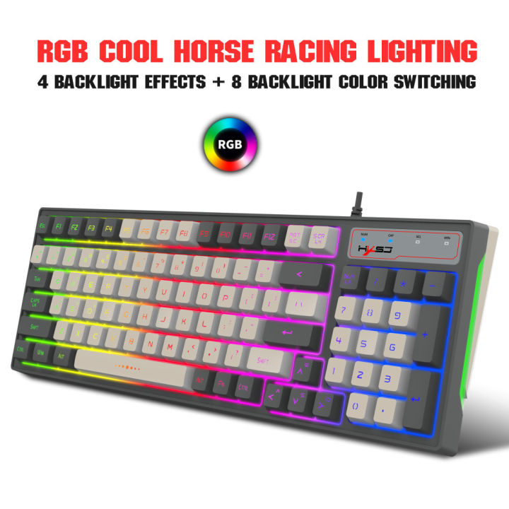 V600 Office Keyboard Wired Gaming Keyboard 96 Keys RGB Backlight Bi ...