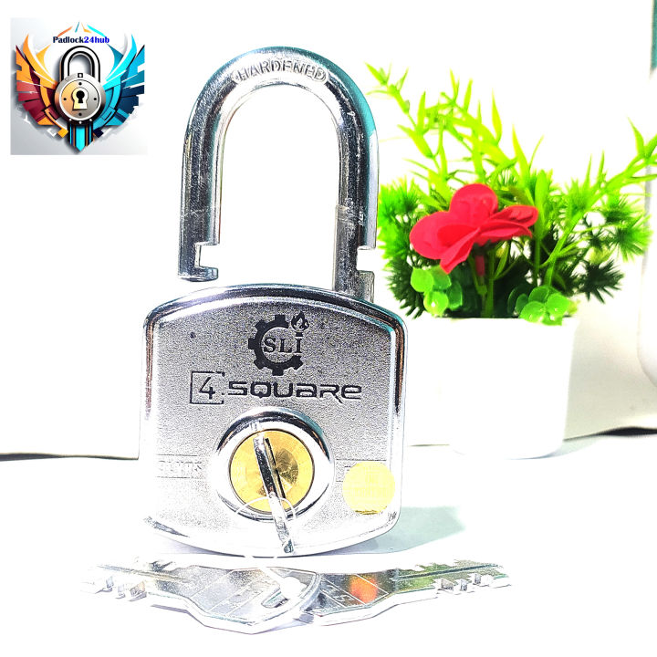 SLI 4 Square Padlock with Double Locking Mechanism 1 Lock and 3 Keys ...