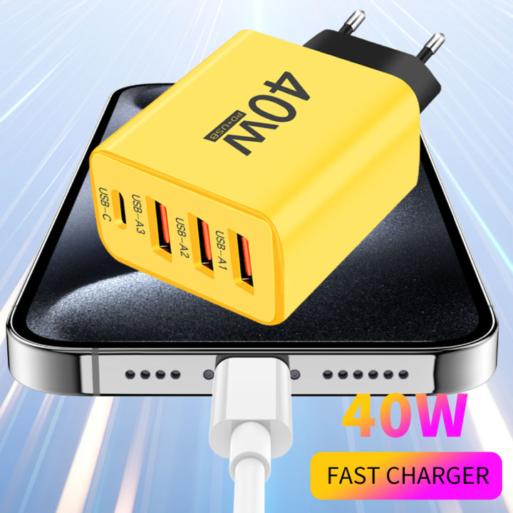 40W Type-C Fast Charger QC3.0 Universal PD Adapter for iPhone 15/14 ...