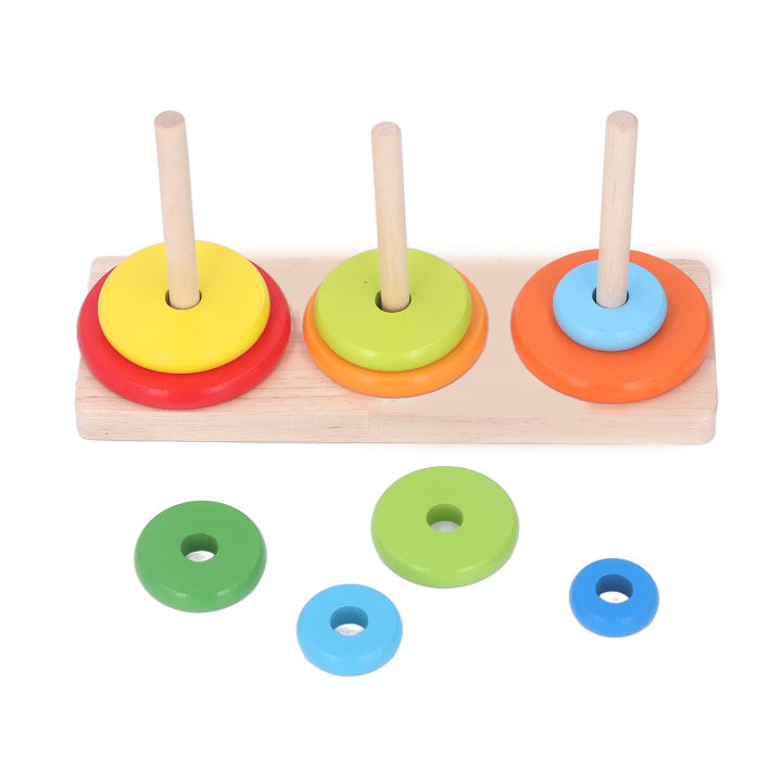 Wooden Stacking Rings, Educational Stacking Tower Toy Shape Sorting ...