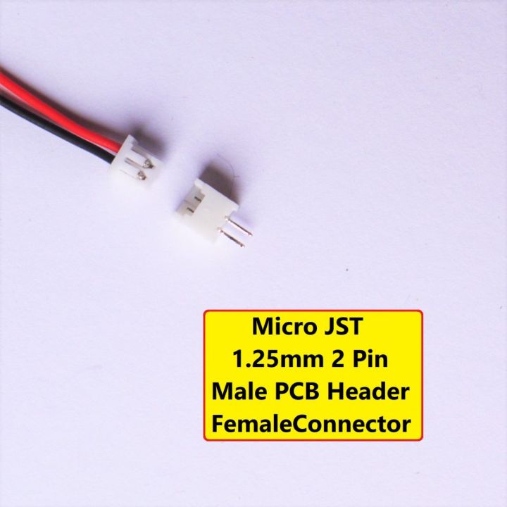 Micro Connectors 1.25mm Connector 2 Pin Cables With MALE & FEMALE Connectors Plug & Socket Micro ...