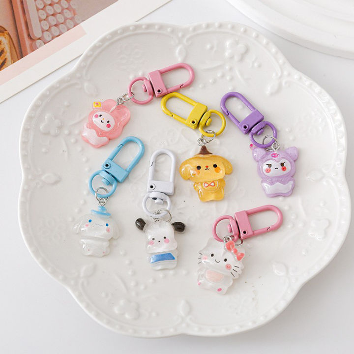Sanrio Cartoon Anime Hello Kitty Keychain Cinnamon Dog Kuromi Melody ...