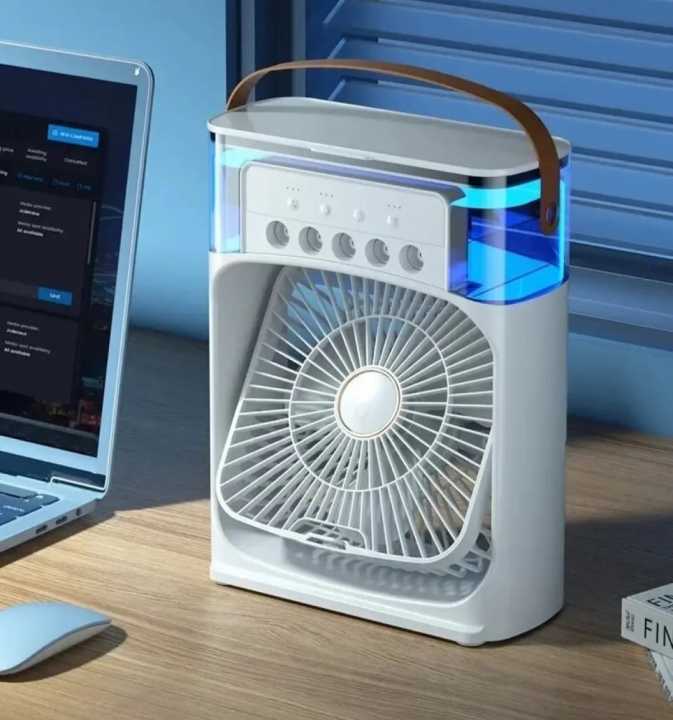 Air Cooler Fan 3 in 1 Mini Portable Fan Humidifier with 7 Colors LED ...