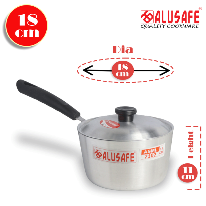 Alusafe Aluminum Milk Pan with Lid 18*11 CM | Daraz.com.bd