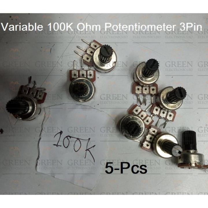 Variable 100K Ohm Potentiometer 3Pin-5Pcs | Daraz.com.bd