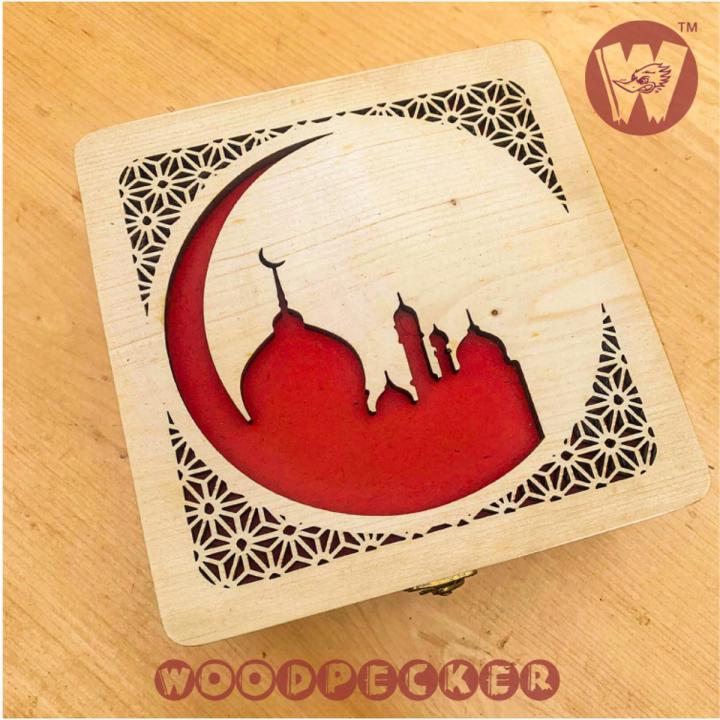 Wooden Box with jali cutting Islamic mosque minar for islamic gift ...