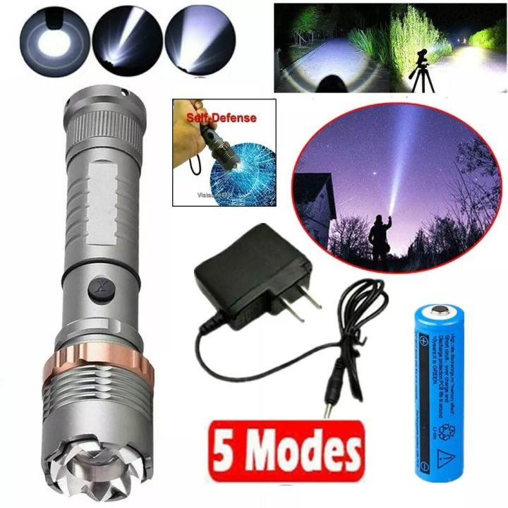 Most Powerful 9500000LM LED Flashlight Rechargeable Zoom Torch Strong ...