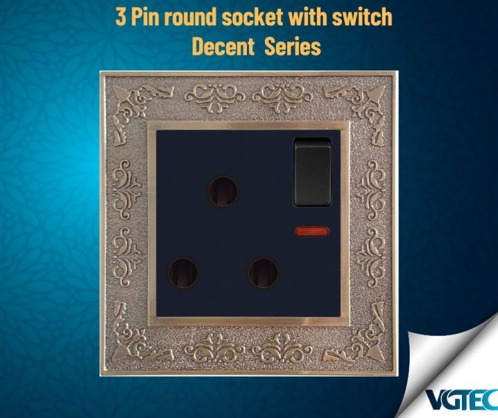 VGTEC - 3 Pin Round Socket / AC Socket / 15A Socket (Decent series ...