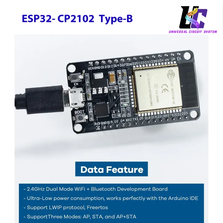 Type-B 38pins CP2102 ESP-WROOM-32 ESP32 ESP-32S Development Board 2 ...