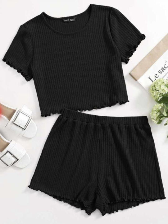 half sleeve Crop Tops and bottom Set for Women | Daraz.com.bd