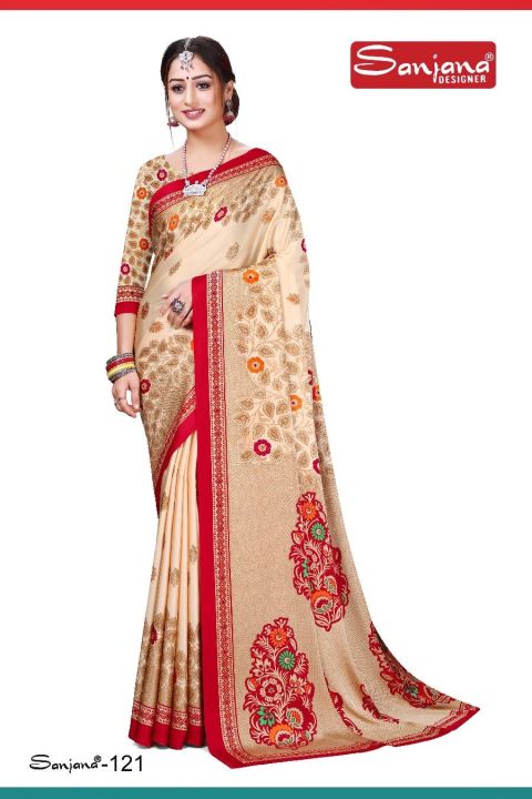 Indian Sanjana Designer Silk Saree with Soft Samu Fabric and Gorgeous ...