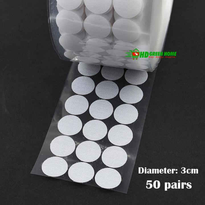 50 pairs x 3cm Round Self Adhesive Velcro Tape Hook and Loop Velcro Dot Fasteners White Daraz .bd