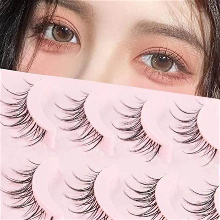 5 Pairs Professional Makeup Lashes Wispy False Eyelashes Korean Style ...