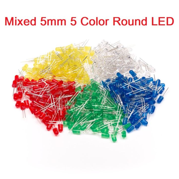 50Pcs- MIXED 5mm Colorful LED Mixed 5mm 5 Color Round LED Light Green ...