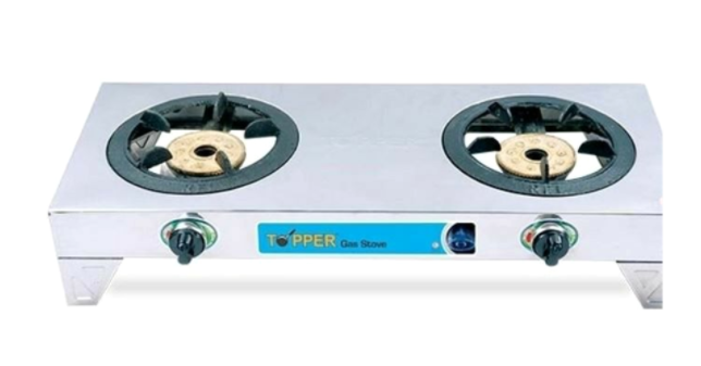 Topper Double SS Non- Auto Gas Stove - Silver( LPG/NG S-205) | Daraz.com.bd