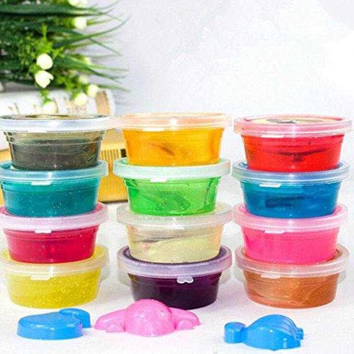 12 Pieces Kids Crystal Clay Slime Toys, Children Educational Creative ...