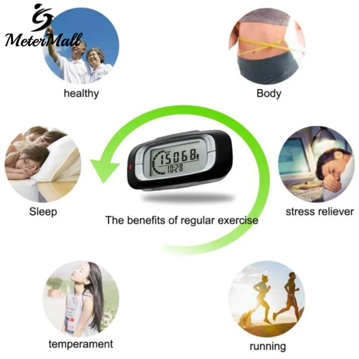 MeterMall 3D Pedometer For Walking, Track Steps, Clip On Step Counter ...
