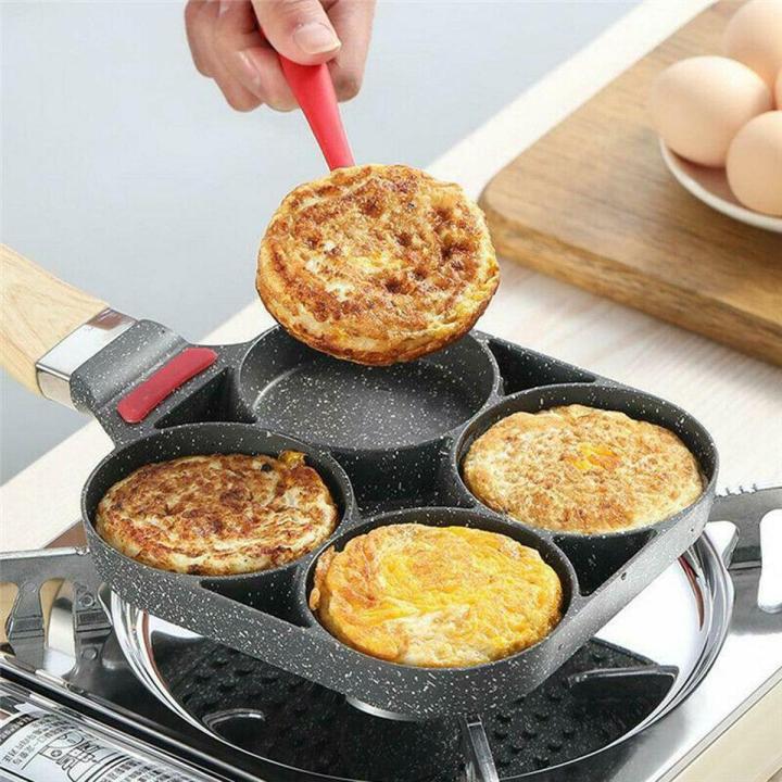 4 Hole Omelet Pan for Burger Eggs Ham PanCake Maker Frying Pans Non ...