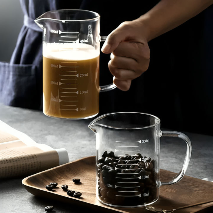 Glass measuring cup 350 ml with the dimensions 50 ml to 350 ml ...