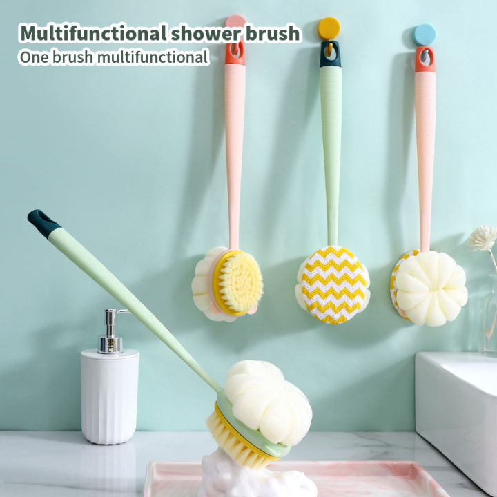 Double-Sided Soft Hair Massage Bath Brush Long Handle Back Rub Brush 2 ...