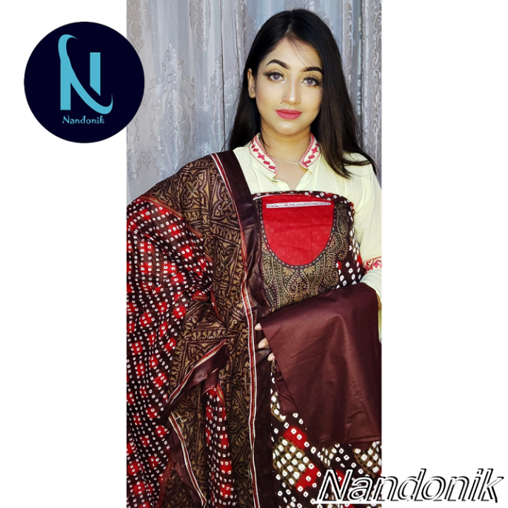 BD Lawn Ustitch Three Piece With Extra Sleeve | Daraz.com.bd