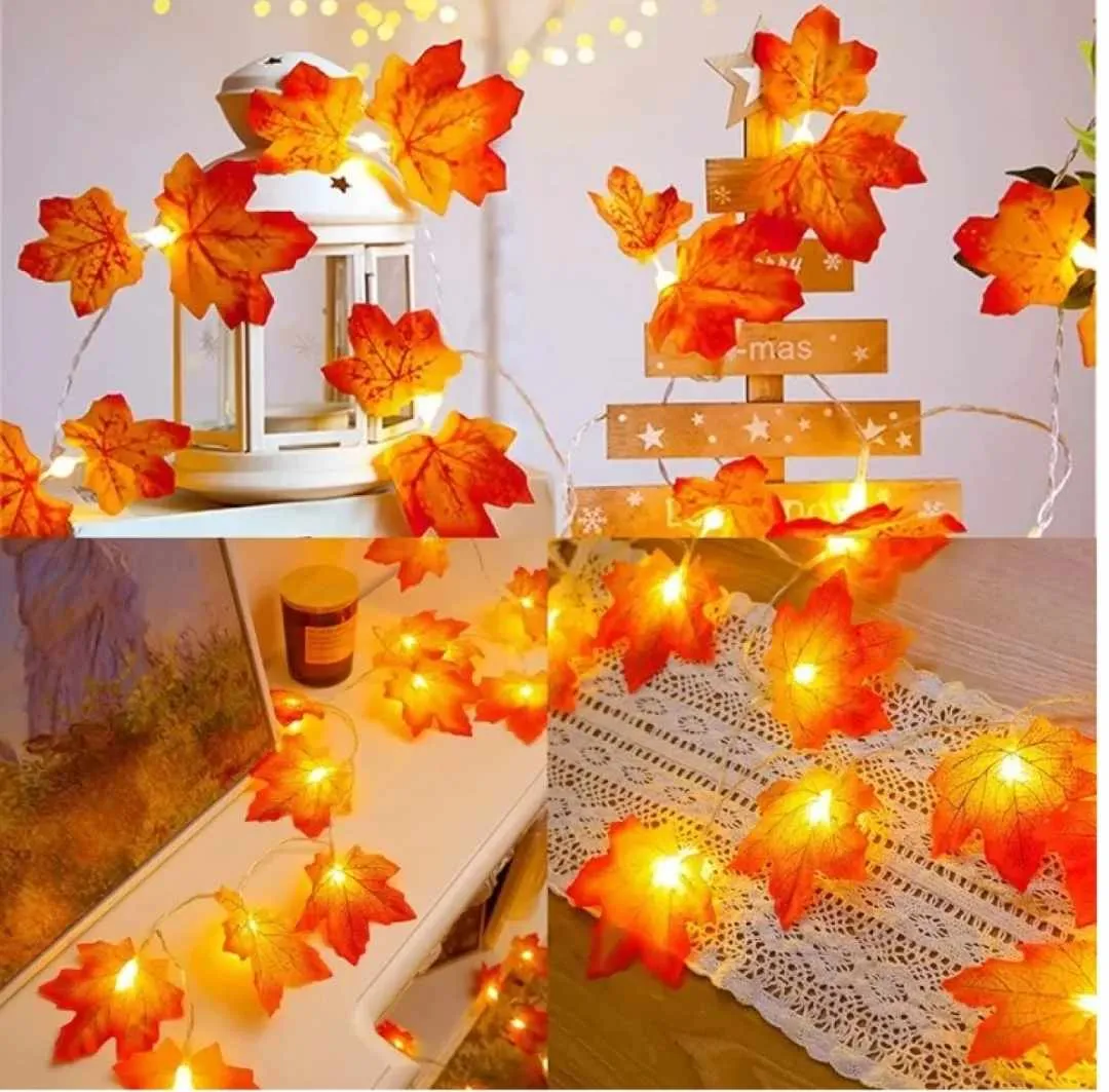 Orenge Colour Leaf Fairy Lights /Autumn Leaves Fairy Sparkling String ...