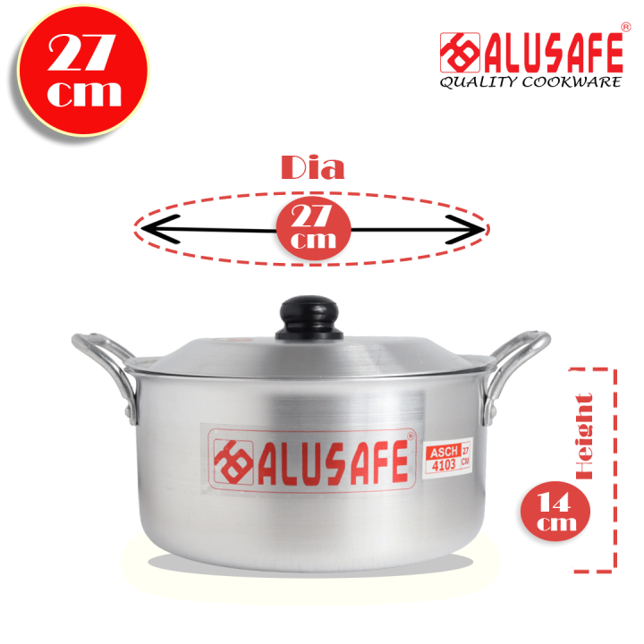 Alusafe Aluminium Casserole with lid 27 cm (27*14 cm) | Daraz.com.bd