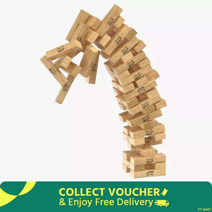 Jenga Game Wooden 54 ps Blocks Toppling Tower Real Jenga-Stacking and ...