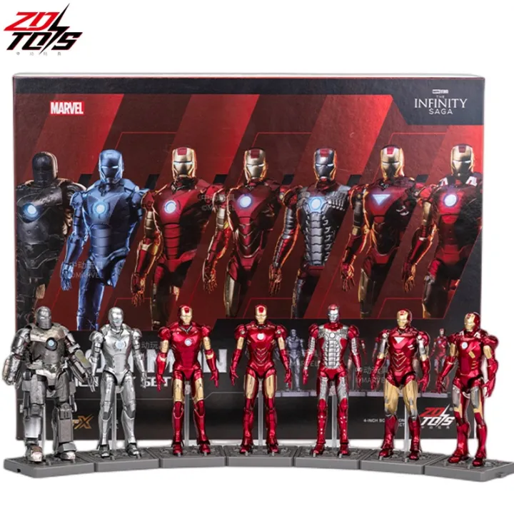 ZD Original Iron Man Marvel legends 4 inches With Base MK1 MK2 MK3 MK4 ...