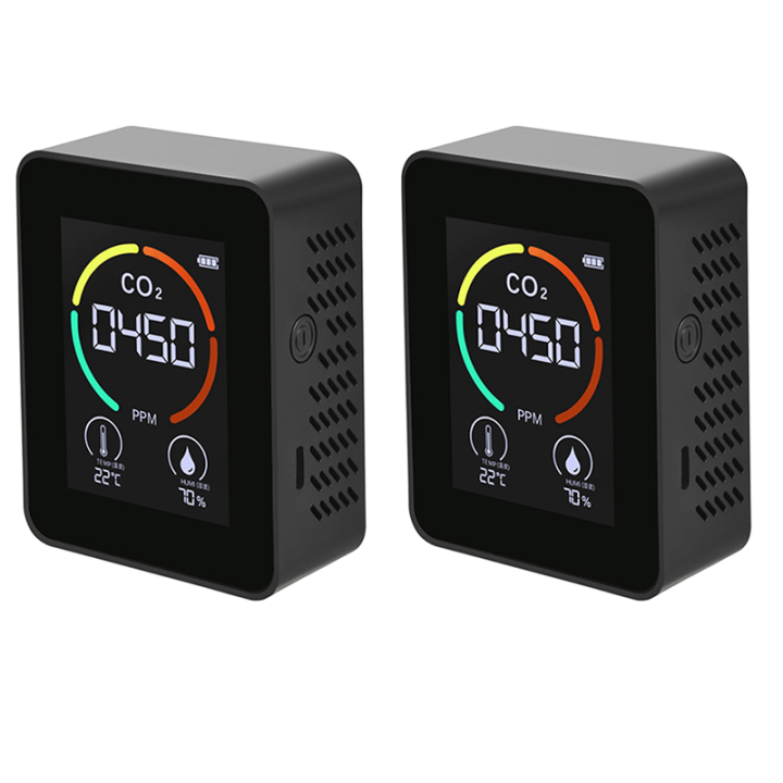2X Air Monitor CO2 Carbon Dioxide Detector Air Quality Temperature ...