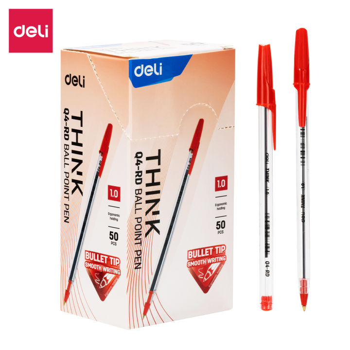 Deli EQ4-RD Red Ink 1.0mm Ball Point Pen - 10pcs | Daraz.com.bd