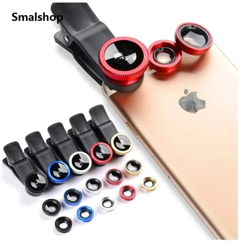 3 in 1 Fisheye Phone Lens Wide Angle Zoom Lens Fish Eye Macro Lenses ...
