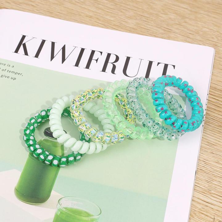 6pcs Women Ditsy Floral & Star Pattern Fashionable Telephone Wire Hair ...