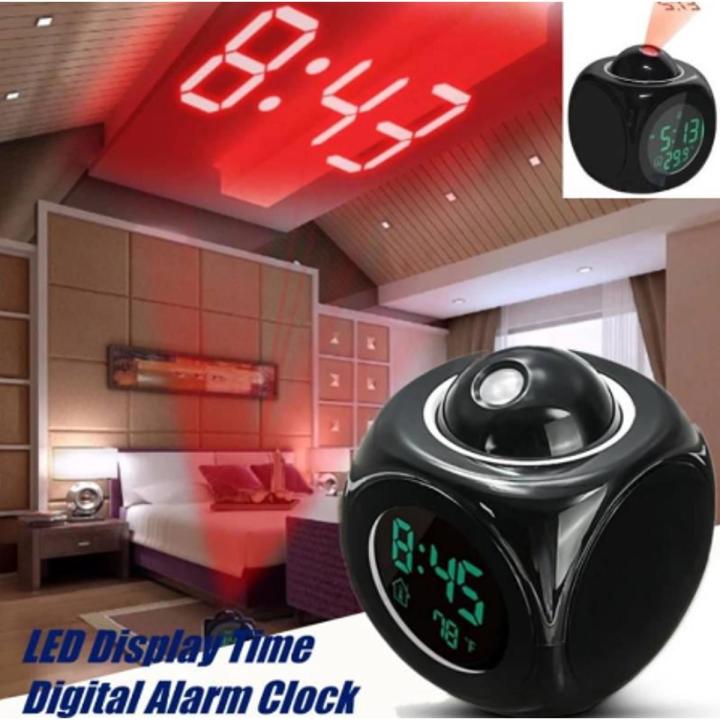 Projection LED Digital Alarm Clock Voice Talking Temperature Wall ...