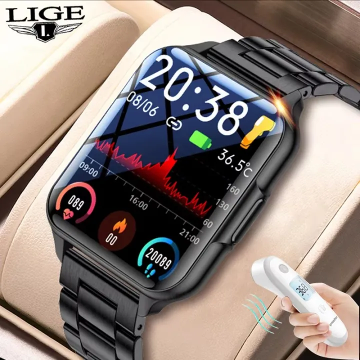 【Eco-friendly】 LIGE New Body Temperature Smartwatch Men Blood ...