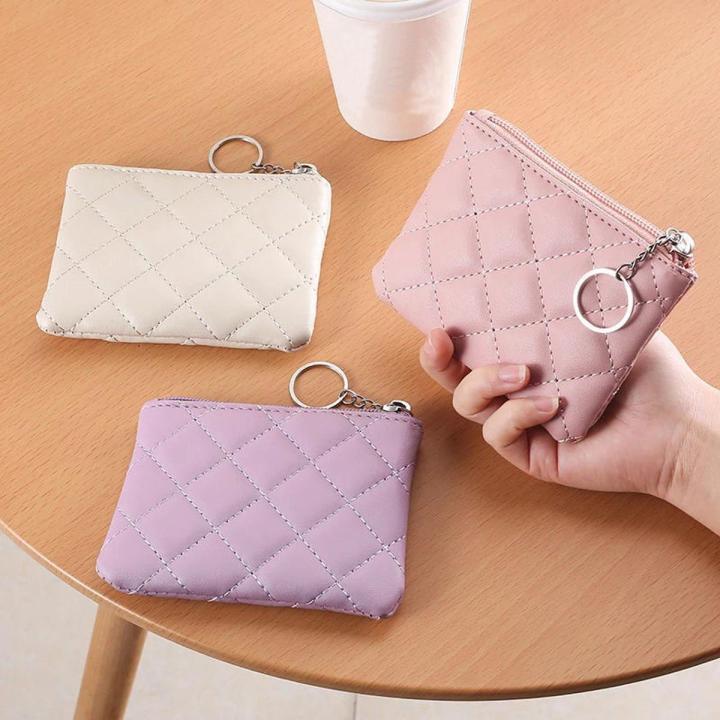 Women Diamond-shaped Portable Mini Pouch PU Zip Wallet | Daraz.com.bd