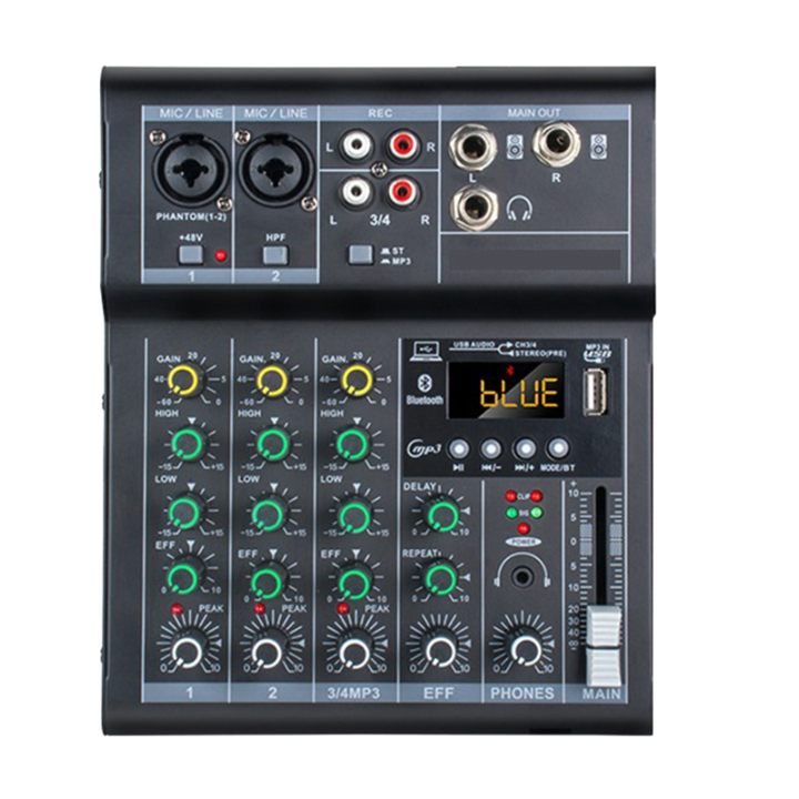 Professional Digital DJ Mixer Console 4 Channel Audio Mixer with USB ...