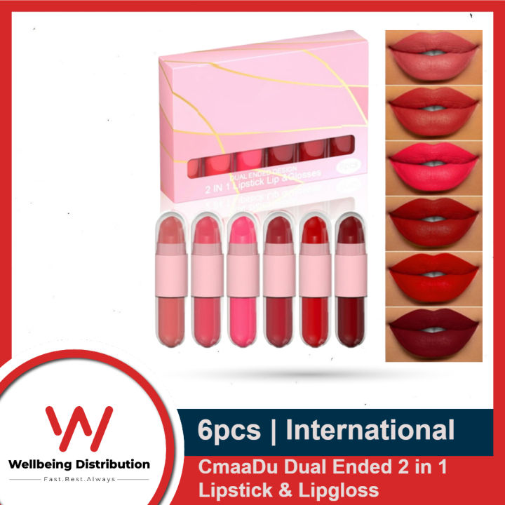 CmaaDu Dual Ended 2 in 1 Lipstick & Lipgloss 6pcs | Daraz.com.bd