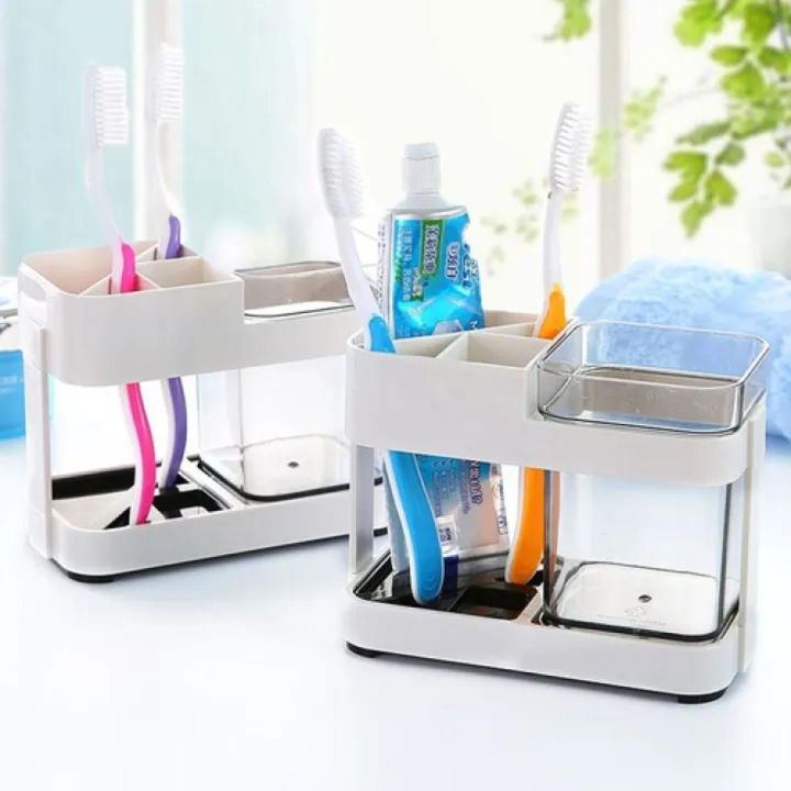 Toothbrush Box Holder 1 Cup Bathroom Storage Toilet Two Removable ...