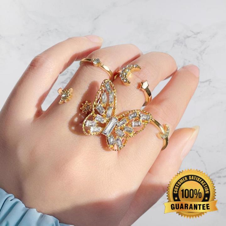 Stylish Butterfly Ring Set for girls/Women- 5Pcs Set | Daraz.com.bd