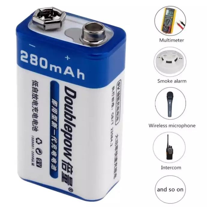 Doublepow 9V Rechargeable Battery. | Daraz.com.bd