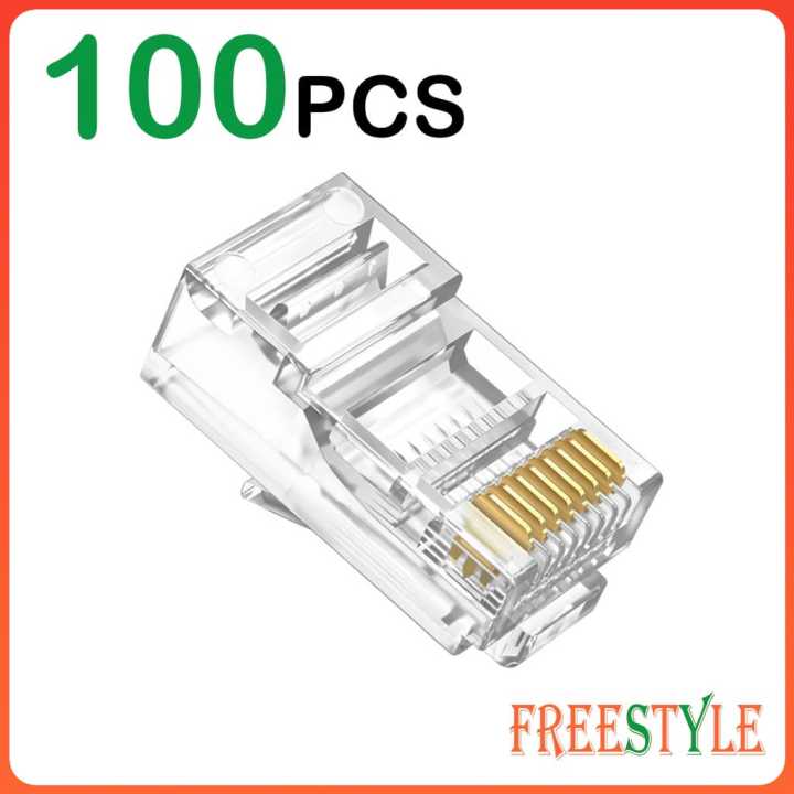 Rj45 Connector 100Pcs Cat6 - Gold-Plated Ethernet Cable Connectors ...