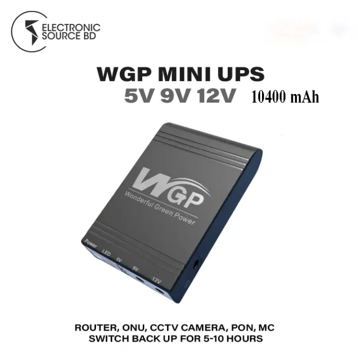 WGP Mini UPS 10400 mAh DC UPS for Router, Onu, CCTV_ 5 9 12 Volt Output ...