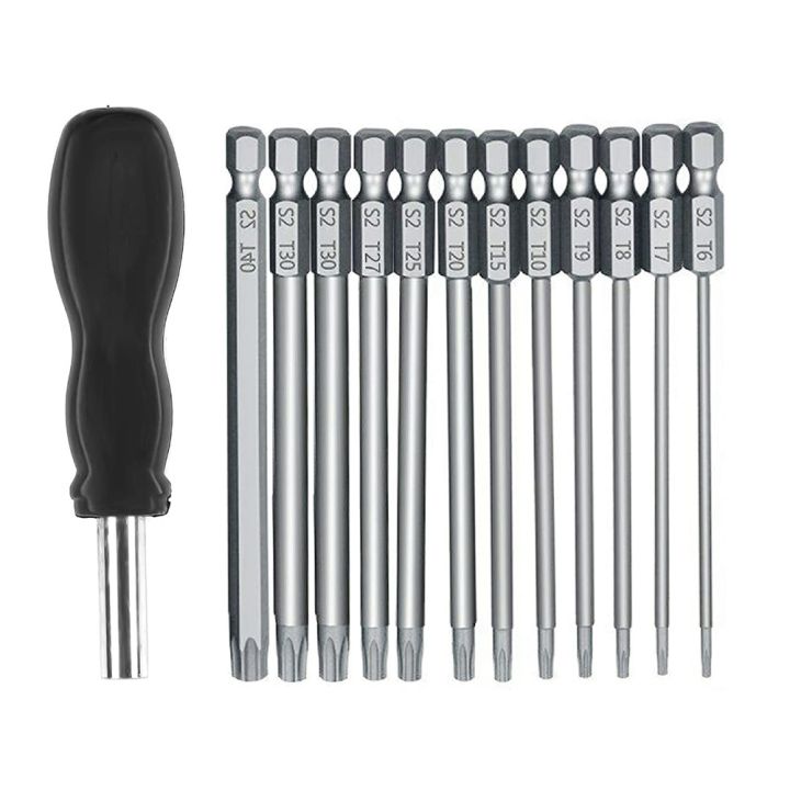 13Pcs 100mm Torx Long Screwdriver Bits Set, Magnetic Torx Bit Set T6 ...