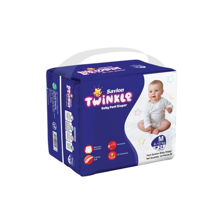 Savlon Twinkle Baby Pant Diaper Medium 24 pcs | Daraz.com.bd