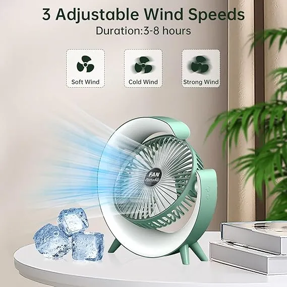 USB Desk Fan Silent Powerful, Desk Fans with LED Light, 3 Speeds Quiet ...
